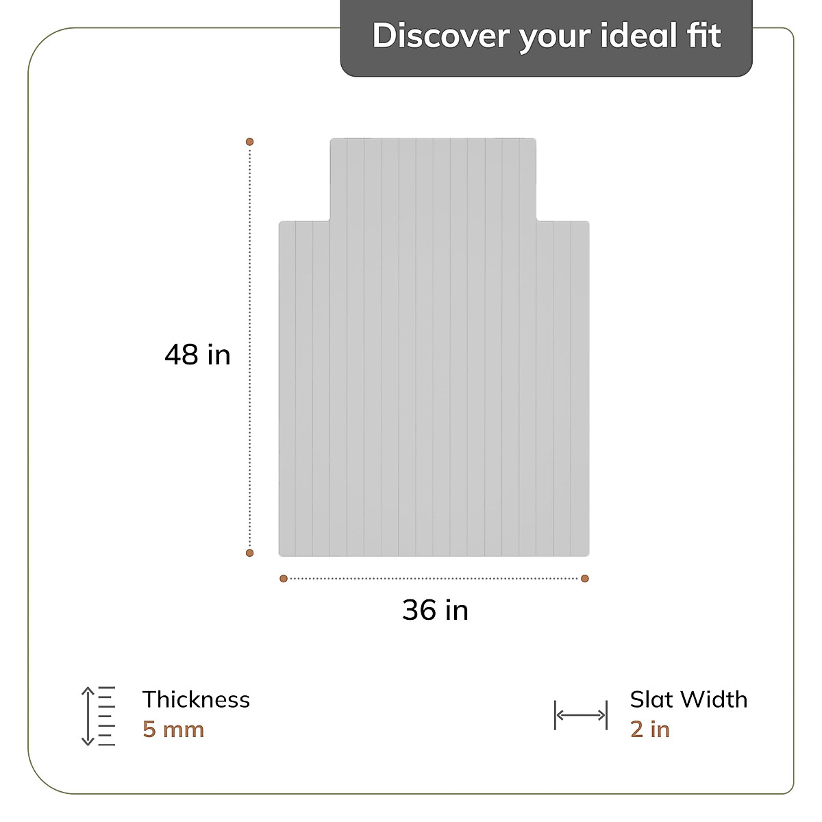 Anji Mountain Standard Bamboo Roll-Up Chairmat, 36 x 48-Inch, 8mm Thick, Dark Cherry