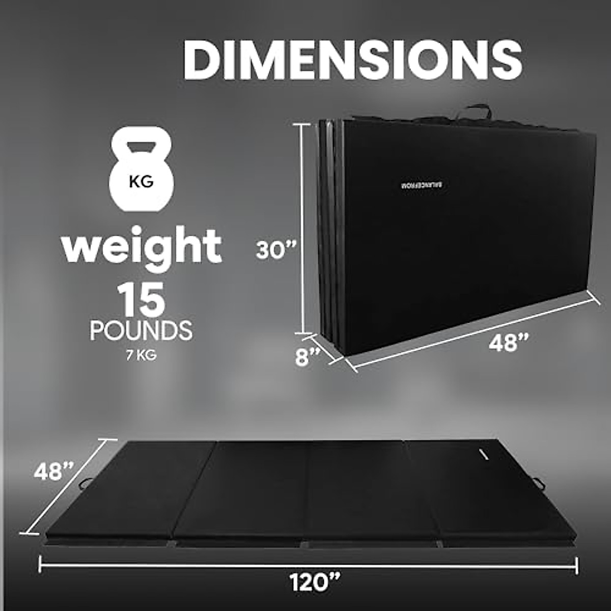 BalanceFrom All Purpose 4'x10'x2" Extra Thick High Density Anti Tear Gymnastics Gym Folding Exercise Aerobics Mats, Black