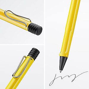 Lamy safari yellow - Ballpoint Pen with ergonomic grip & line width M - for pleasant long writing - made of robust ASA plastic – including large capacity refill M 16 in blue