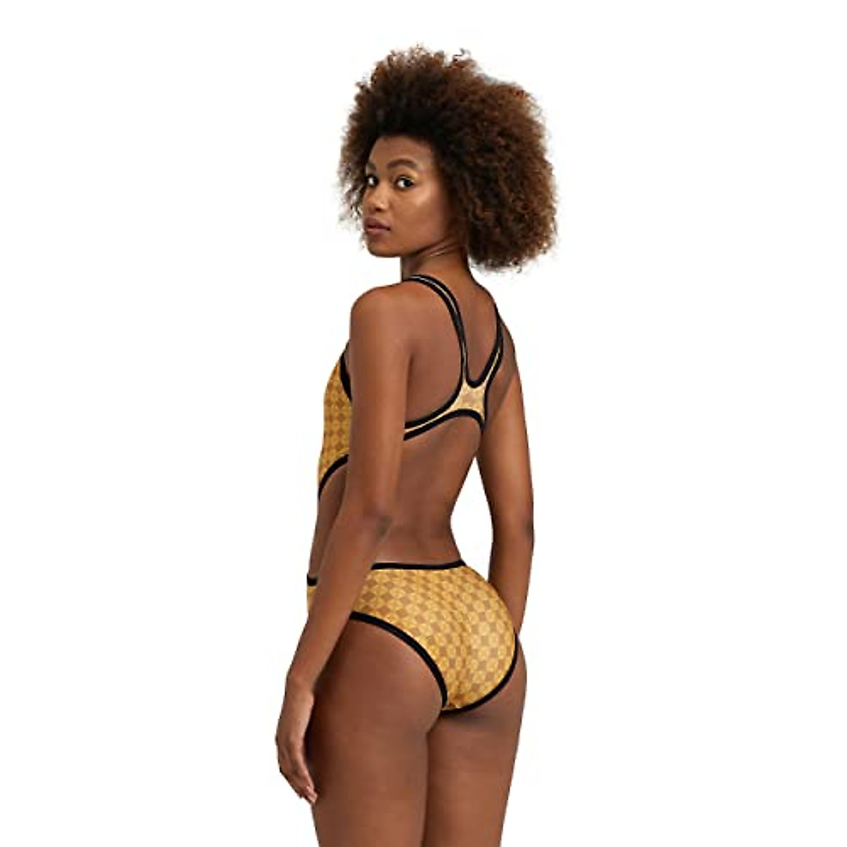 Arena Women's Standard Single Design Seamless One Piece Swimsuit, Gold-Multi Black, 34