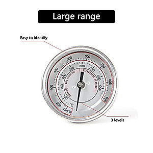 BBQ Grill Thermometer for Kamado Joe Barbecue Charcoal Grill 3 1/4" Inch Waterproof Large Surface Stainless Steel 150°F-900°F Wide Range Cooking Thermometer