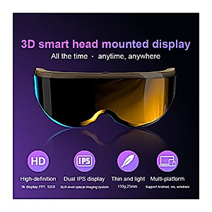 AMPACO All-in-one Head Mounted 256GB Memory 3D Android Video Smart Glasses 3DVR 1000Inch Giant Screen VR Headset HDMI Eyeglasses (Color : Black color128GB)