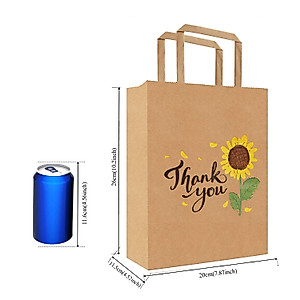 Cmecial 50Pcs 10x8x4.7 Thank You Gift Bags Bulk, Thank You Bags for Business Small, Sunflower Paper Gift Bags with Handles Bulk, Thank You Paper Bags with Handles Bulk, Small Gift Bags Retail bags (B)