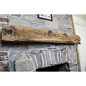 Modern Timber Craft Fireplace Mantel Shelf - Hand Hewn Wood Barn Beam - Authentic Reclaimed Wooden Rustic Shelving 48 Inches