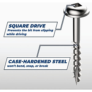 Kreg SML-C150-500 Zinc Pocket-Hole Screws 1 1/2-Inch, #8 Coarse Thread, Maxi-Loc Head (500 Count)