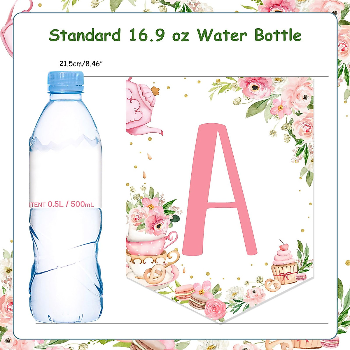 Fangleland Tea Party Baby Shower Banner for Girl - A Baby Is Brewing Tea Theme Pink Floral Banner Decorations, Girl’s Gender Reveal Pregnancy Celebration Hanging Garland Party Supplies