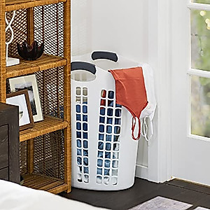 Gracious Living 91786-5C Easy Carry Flex 87.5 Liter Dirty Clothes Basket, Large Fully Ventilated Plastic Laundry Hamper Bin with Handles, White