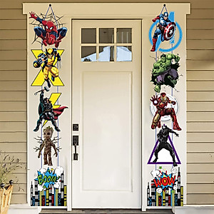 10 PCS Superhero Door Sign Super Fun Hero Theme Party Supplies Superhero Sign Banner Hero Super Wall Decorations.