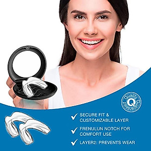 Pack of 4 Custom Mouth Night Guard for Teeth Grinding Clenching Bruxism, Sport Athletic, Whitening Tray, Including Magnetic Mirror Box (Black)