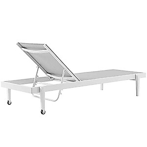 Modway Charleston Outdoor Patio Aluminum Metal Chaise Lounge Chair in White Gray