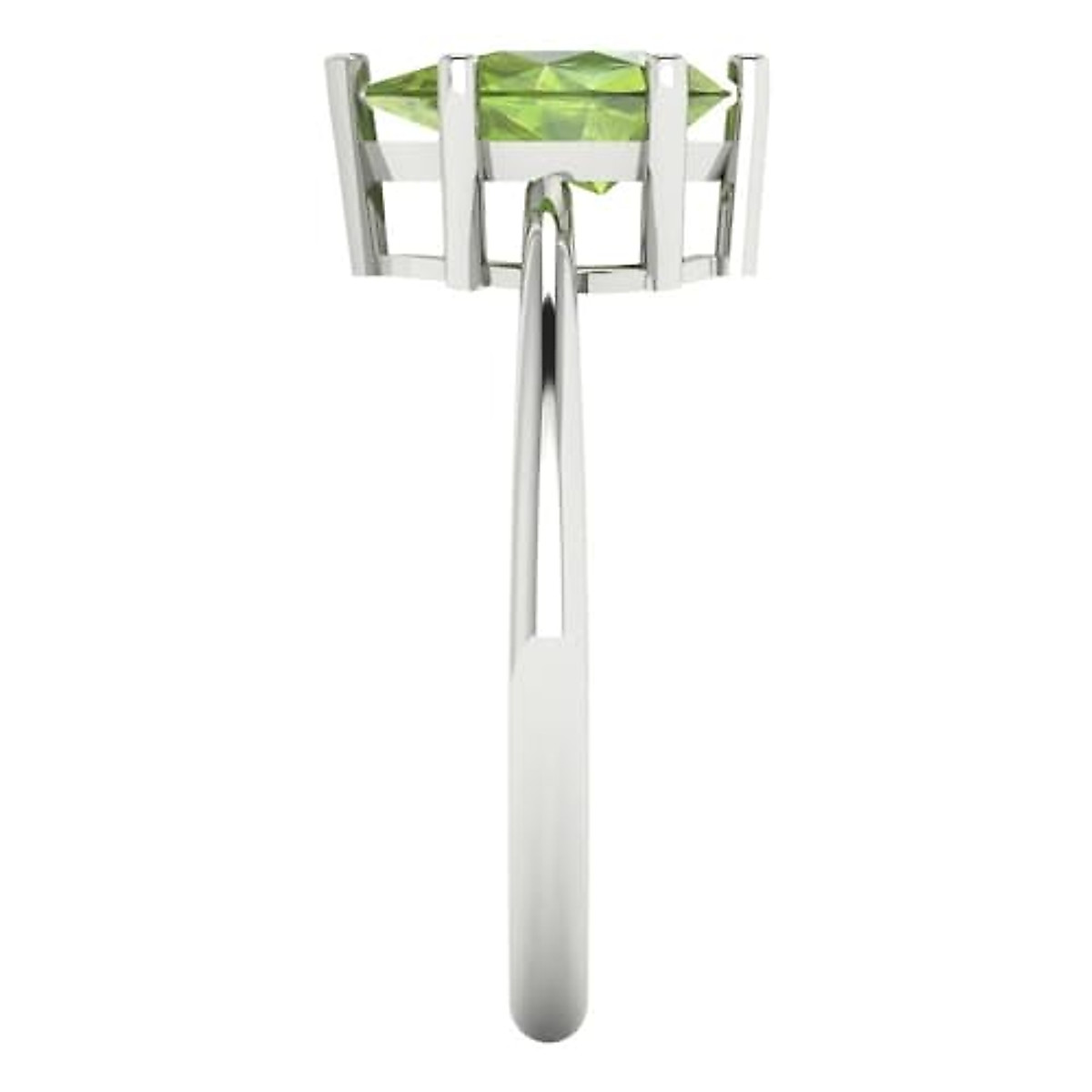 Clara Pucci 1.9ct Pear Cut Solitaire Genuine Vivid Green Peridot Proposal Bridal Designer Wedding Anniversary Ring 14k White Gold
