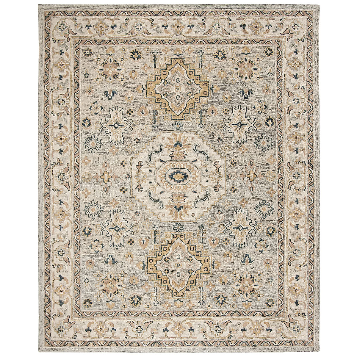 SAFAVIEH Aspen Collection Area Rug - 8' x 10', Moss & Ivory, Handmade Traditional Wool, Ideal for High Traffic Areas in Living Room, Bedroom (APN601W)