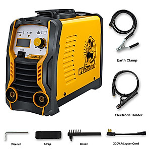 WEGOODLDER 110/220V Mini MMA Welder 250Amp ARC Stick Welding Machine IGBT Digital Display LCD Dual Voltage Welder with Electrode Holder Work Clamp Input Power Adapter Cable