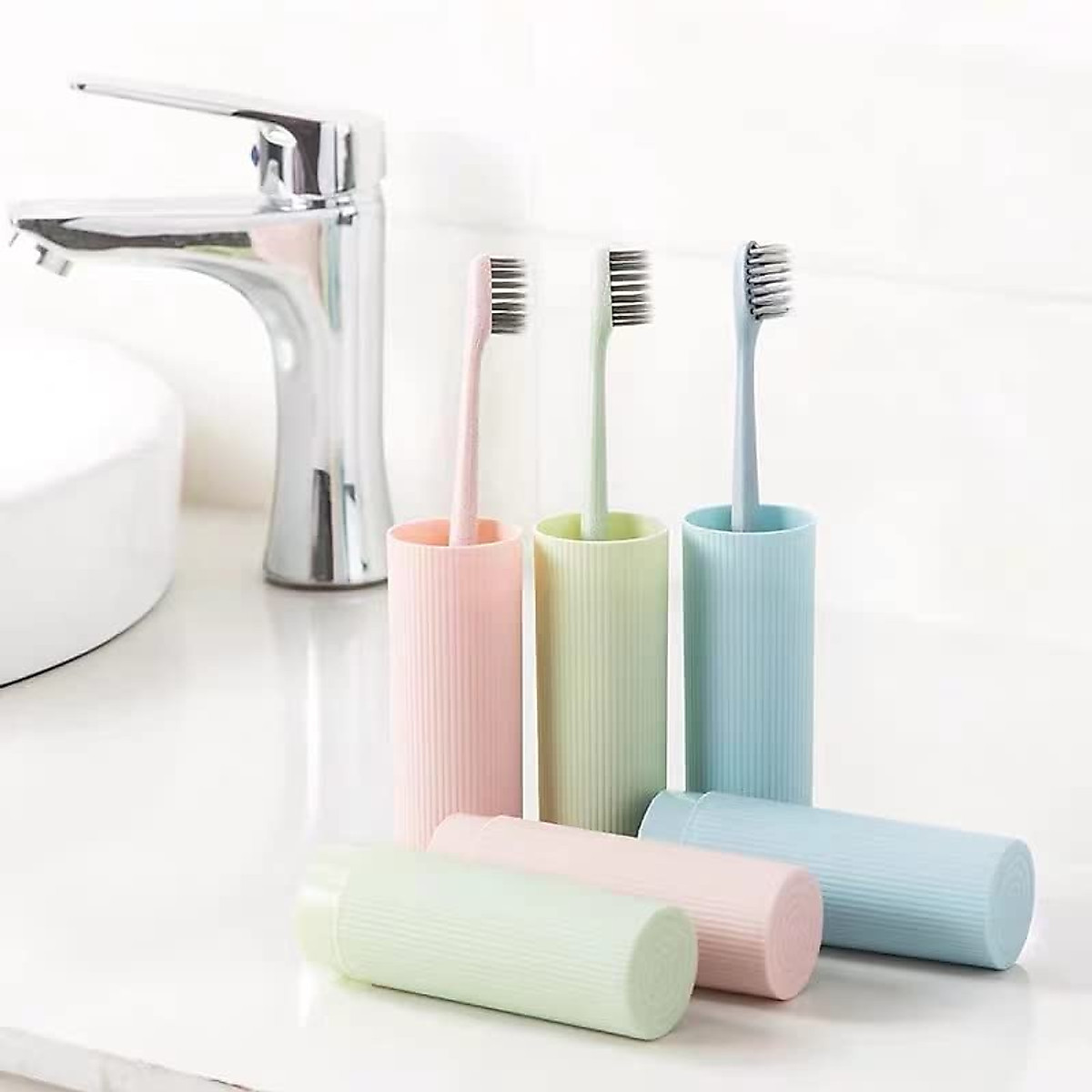 ZNREUHA Travel Toothbrush Case, Portable Toothbrush Holder for Slim Toothbrush, 3 Pack Travel Case Holder for Holiday Business Camping