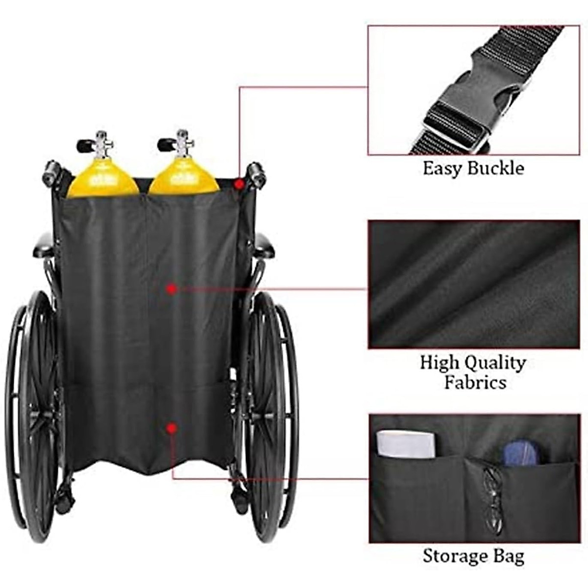 Dual Oxygen Tank Storage Bag for Wheelchair, Portable Oxygen Tank Backpack, Oxygen Cylinder Walker Carrier Bag for Medical, Home and Hospital