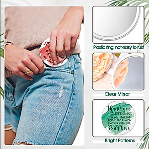 Kigley 50 Pcs Employee Appreciation Gifts Inspirational Compact Mirrors Bulk Round Pocket Mirror for Women Portable Makeup Mini Mirror for Teachers Coworker Secretaries Nurse Students