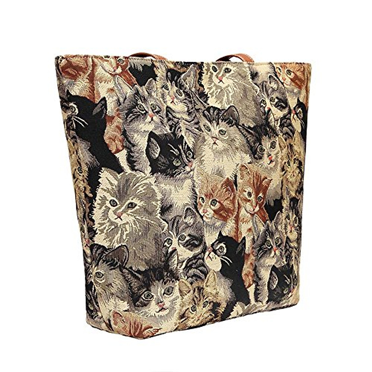Signare Tapestry Shoulder Bag Tote Bag for Women with Cat Design (SHOU-CAT)