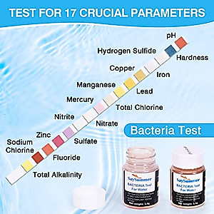 17 in 1 Water pH Testing Kits for Drinking Water - 100 Counts pH Test Strips + 2 Water Test Kits, Home Tap Well Water pH Test Kit, Testing Water pH and More !