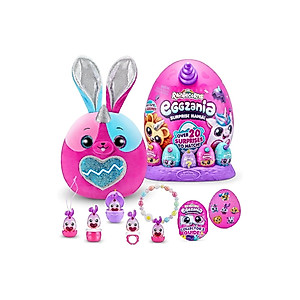 Rainbocorns Eggzania Surprise Mania Series 1 (Bunny) by ZURU, Collectible Plush Stuffed Animal, Surprise Eggs, 5 Mini Eggs, Stickers, DIY Jewelry, Slime, Ages 3+ for Girls, Children