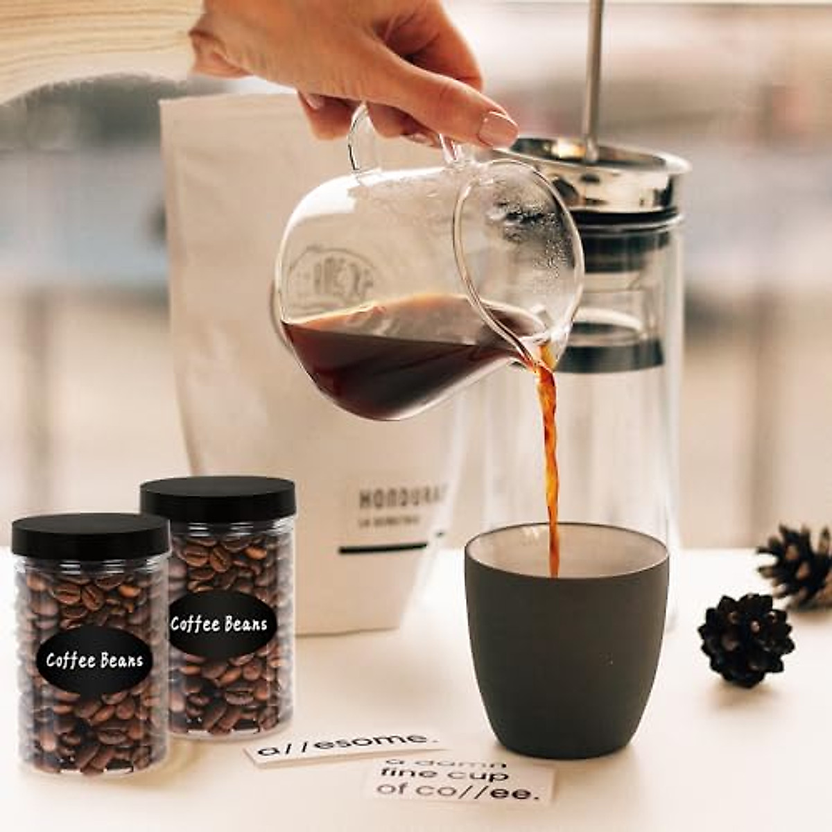 Eupako 12 Pack Plastic Jars with Lids 8 OZ - Empty Clear Cosmetics Containers with Pen and Labels, Round Small Plastic Jars with Screw On Lids for Slime, Makeup, Butter, Cream, Lotion, Pot, Dry Food