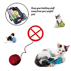 N/C Knitting Bag,Yarn Tote Organizer,Yarn Storage Bag for Crochet Hooks,Knitting Needles,Project and Supplies - No Accessories Included (Blue)