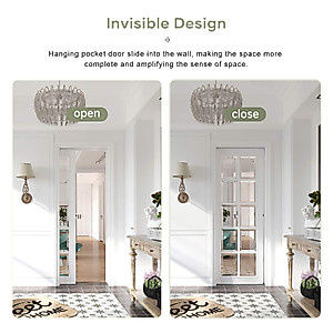 EaseLife 5FT/60in Sliding Pocket Door Hardware Kit,Commercial Grade,Aluminum Box Rail Kit,Slide Smoothly Quietly,Easy Install,No Door (60" Track Kit for 23"~30" Wide Single Door)