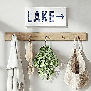 Barnyard Designs 'Lake Sign' Lake House Decor for the Home, Hanging Lake Wall Decor Lake Sign, Lake House Sign for Lake House Kitchen, Rustic Lake Decor for Home, 17" x 8"
