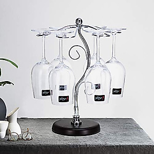 FIAMER Countertop Wine Glass Holder Tabletop Stemware Storage Rack Air Drying System Kitchen Bar Storage Rack Desktop Goblet Storage Rack Metal Glasses Display Stand… (13.7in*10.2in*5.9in)