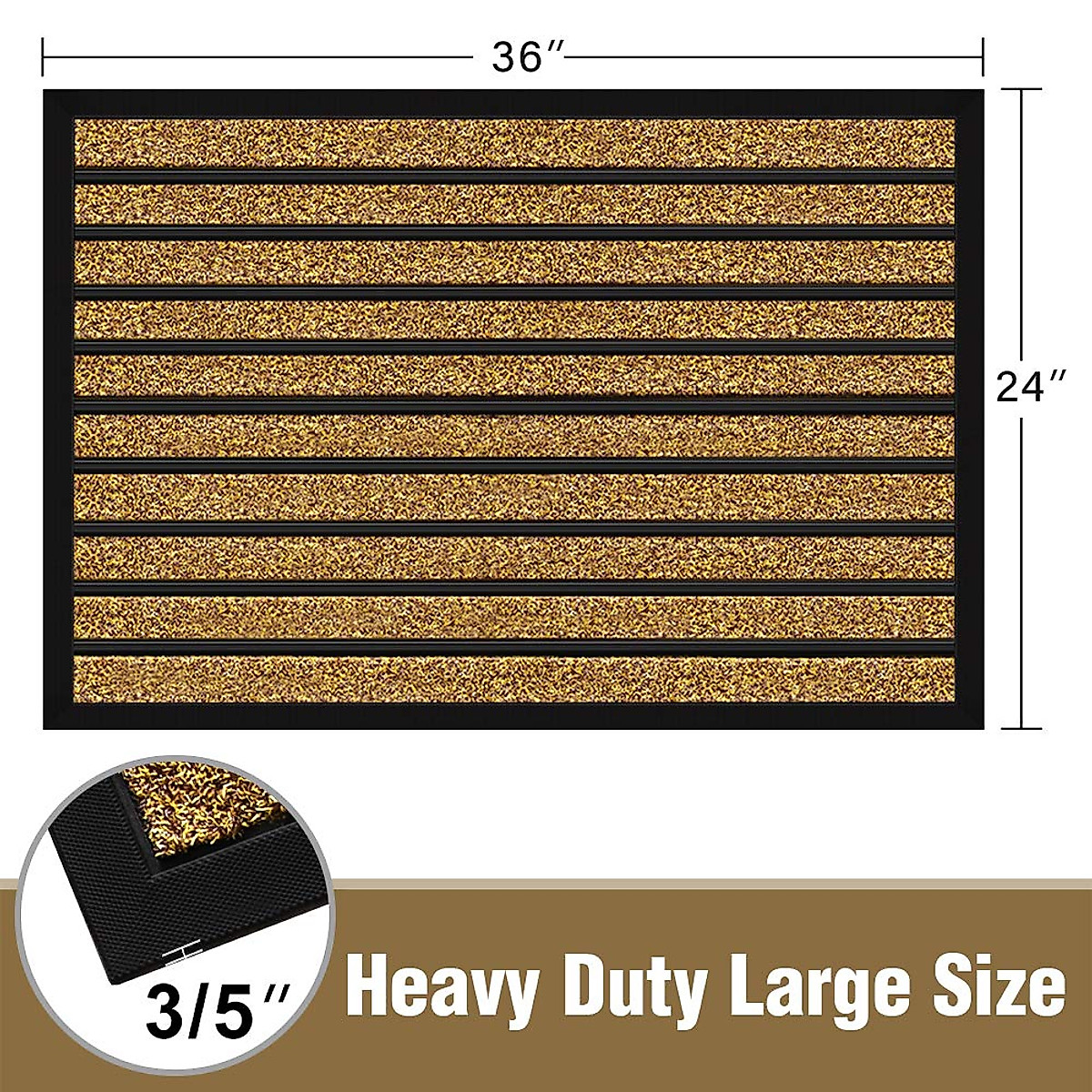 Amagabeli Outdoor Door Mats 36" x 24" Welcome Mats for Front Door Entrance Extra Outside Entryway Heavy Duty Doormat Rug Dirt Debris Mud Trapper Low Profile Washable Carpet BG040
