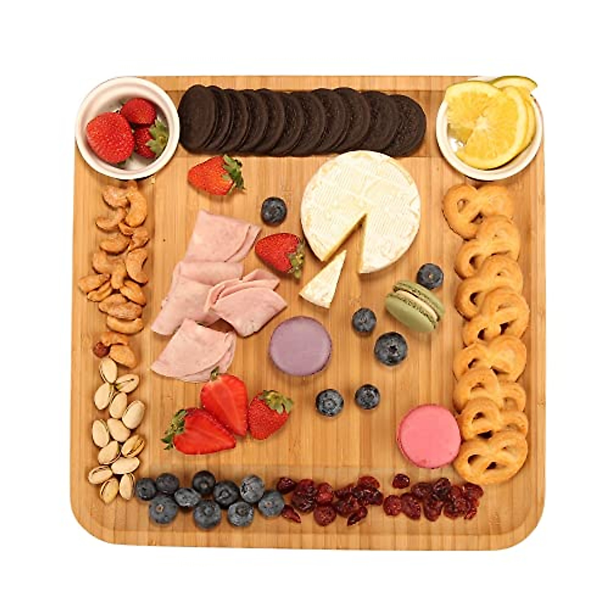 Bamboo Cheese Board Knife Set Large Charcuterie Platter Meat Cracker Serving Tray Awesome Housewarming&Christmas Gift for Women/mom