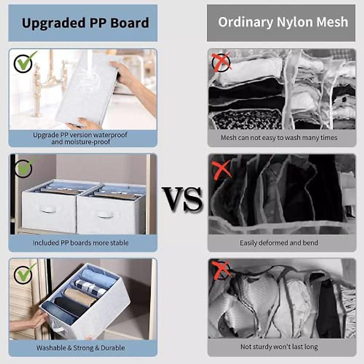 2 Pack Drawer Organizers for Clothing , Clothes Organizer w/ Underwear Organizer , Clothes Organizer for Folded Clothes w/ Space Saving Hangers , Non-Woven Clothing Organizer, Drawer Organizer Clothes