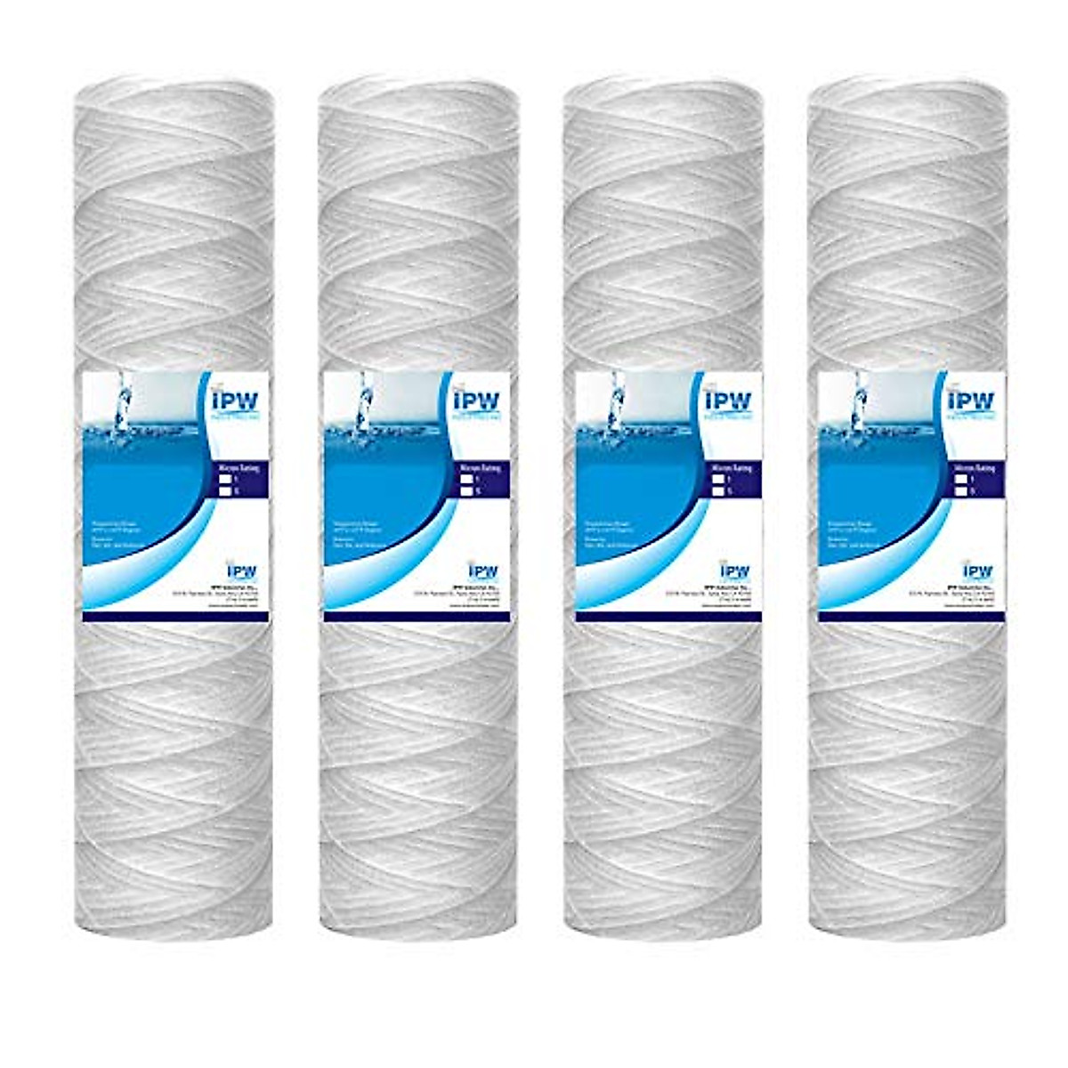 Compatible for WHKF-WHSW String Wound 5 Micron Sediment Water Filters - 4-Pack