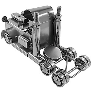 BRUBAKER Wine Bottle Holder 'Truck' - Table Top Metal Sculpture - with Greeting Card