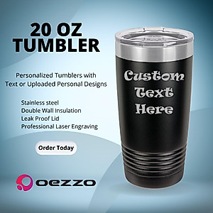 OEZZO Customized 20oz Tumblers, Double Wall Personalized Bottles with Splash and Leak Proof Slider Lid, Laser Engraved Text with Names (20oz, Black)