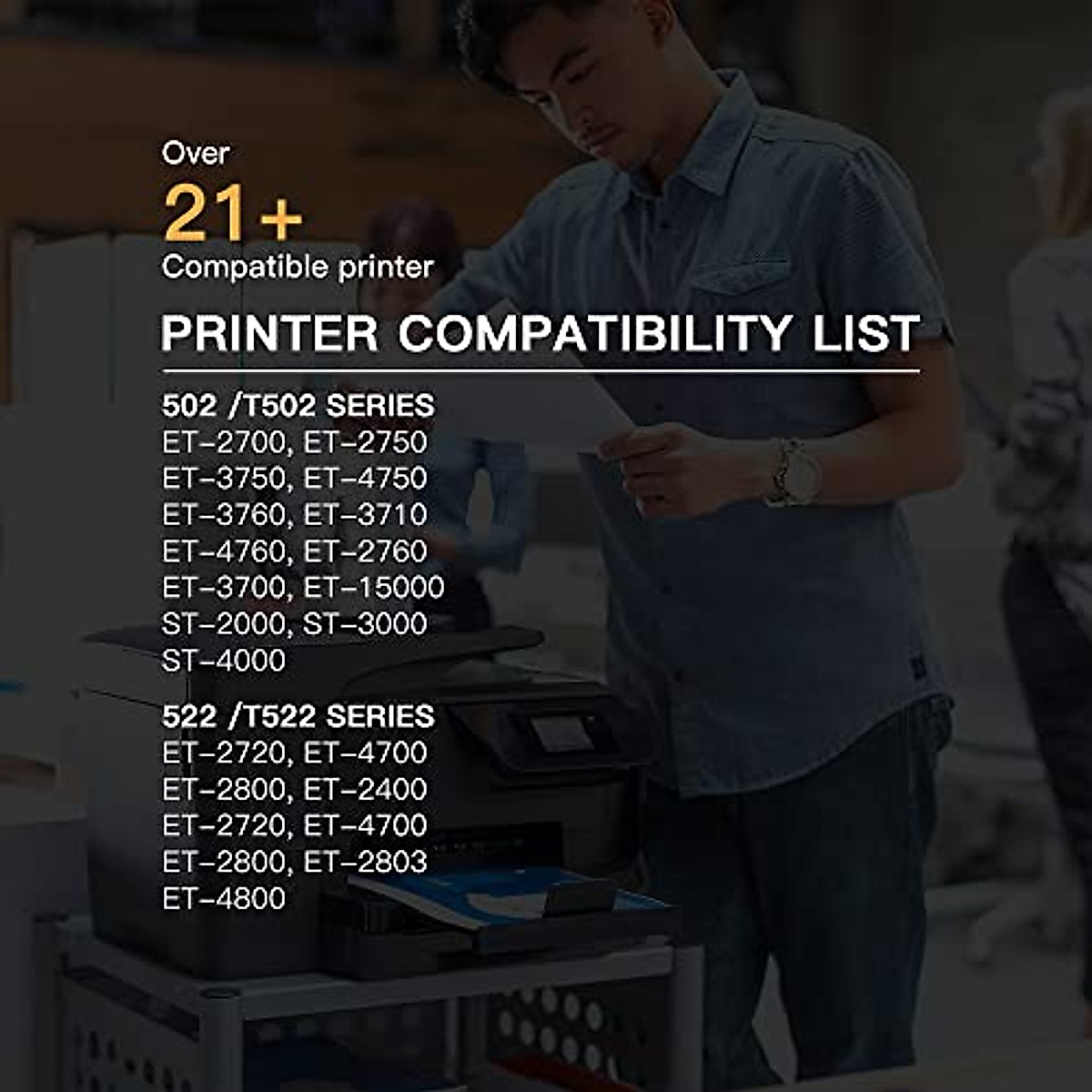 E-Z Ink (TM Compatible Ink Bottle Replacement for Epson 502 T502 522 T522 High Yield to use with ET-4760,ET-3760,ET-2760,ET-3710,ET-2750,ET-3700,ET-3750 Printer (Black, Cyan, Magenta, Yellow, 4 Pack)