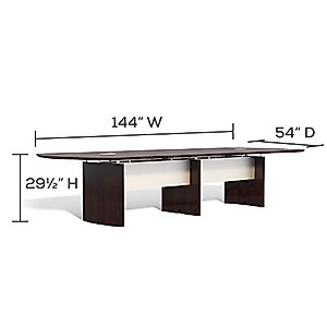 Safco Products Mayline Napoli 12'W x 48"D Curved End Rectangle Conference Table, Mahogany Veneer