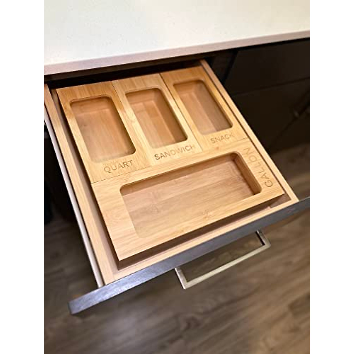 Ziplock Bag Storage Organizer (Natural Wood)