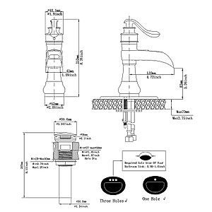 BATHFINESSE Oil Rubbed Bronze Deck Mounted Single-Handle Lavatory Faucet with Pop Up Drain Stopper and Overflow, Ideal for Sink and Bathroom