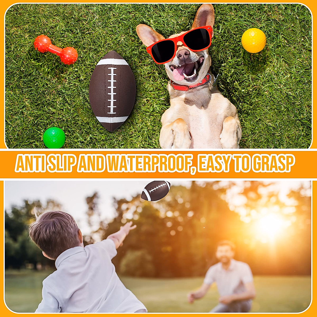 12Pcs Mini Inflatable Football Small Playground Inflatable Football Toys with Pump Needle for Kids Junior Youth Outdoor Indoor Game Football Party Favors (9 Inch)