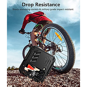 for Samsung Galaxy Z-Flip4 5G Case: Military Grade Protection Shockproof Cell Phone Case with Kickstand & Holster | Protective Drop Proof Rugged Cover for Galaxy Z Flip 4