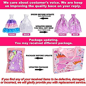 50 Pcs Doll Clothes and Accessories, 5 Wedding Gowns 5 Fashion Dresses 4 Slip Dresses 3 Tops 3 Pants 3 Bikini Swimsuits 20 Shoes for 11.5 inch Doll Christmas Stocking Stuffers Girls Gift Age 5-7 8-10