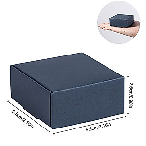 Navy Blue Gift Boxes ,NIGNYA 100 pcs Small Business Gift Box Kraft Paper Gift Boxes 2.16x2.16x0.98 inch, Mini Square Gift Wrapping Favor Box with Lids Small Boxes for Presents Bridal Wedding Party Jewelry box
