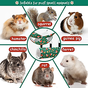 Mushroom Guinea Pig Rat Hammock and Hideout Bed Hamster Ferret Hanging Hammock and Tunnel Tube Soft Cage Accessories for Small Animals Chinchilla Sugar Glider Squirrel Sleep Play Hide In Fungi Design