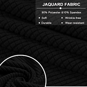 Bifaunvogel Ottoman Cover Square Folding Storage Ottoman Slipcovers Jacquard Stretch Cube Footrest Foot Stool Covers Protector with Elastic Band (Small,Black)