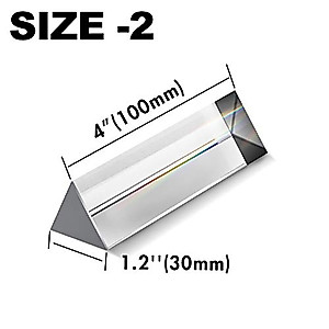 Young4us 3 Pack Crystal Optical Glass in 3 Sizes, Triangular Prism for Photography, Kids, Science, Teaching Light Spectrum, Physics and Taking Photos (Set of 3, 6 in 4 in 2 in, 150 mm 100 mm 50 mm)