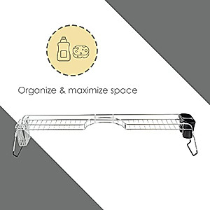 Home Basics Over Sink Shelf, (Chrome) Steel Over The Kitchen Sink Organizer for Soap, Sponges, Scrubbers, and More | with Cutlery Holder