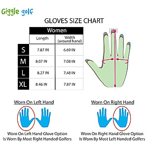 Giggle Golf Women's Golf Glove (Medium, Worn On Left Hand, Cat)