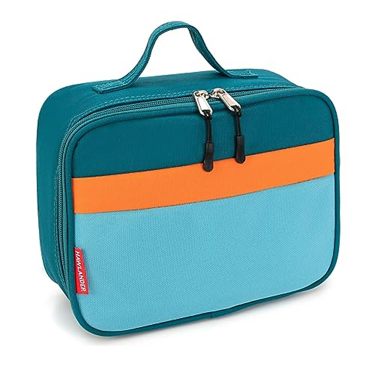 HawLander Insulated Kids Lunch Box Bag for Boys and Girls, Standard Size for School (Blue Green)