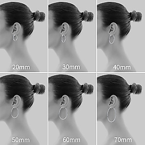 Gacimy Medium Silver Hoop Earrings for Women 14K White Gold Plated, 925 Sterling Silver Post Hoops for Women, 40mm White Gold Medium Earrings