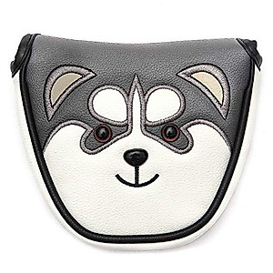 SEACLOUD Golf Driver Head Cover Lovely Husky Cartoon Animal PU Leather Mallet Headcover Dustproof Covers